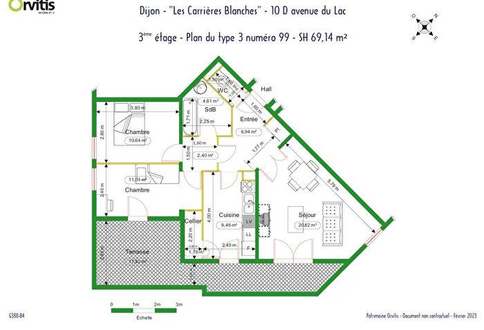 Dijon, Fontaine d'Ouche : Appartement 3 pièces à louer