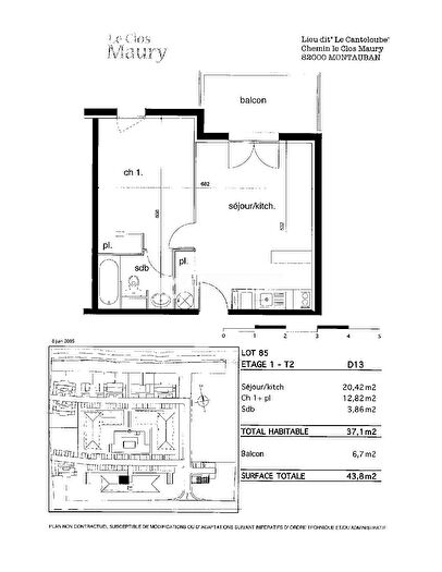 Appartement à vendre - Montauban, Saint-Martial, Le Fau - 2 pièces - 1 chambre