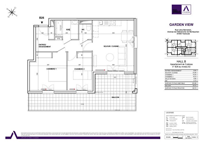 Toulouse, L'Ormeau, La Terrasse, La Grande Plaine - Appartement 3 pièces à louer