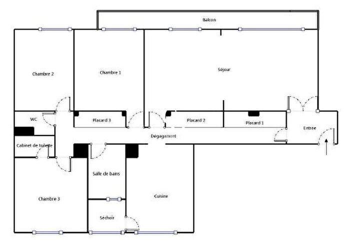 Appartement à vendre - Nantes, Sainte-Thérèse, Rond-Point de Vannes - 5 pièces - 3 chambres
