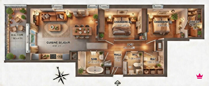 Appartement à vendre - Neydens - 3 pièces - 2 chambres