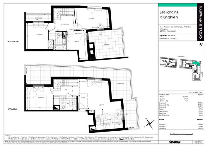 Colombes, Fossés Jean Bouvier : Appartement 4 pièces à louer