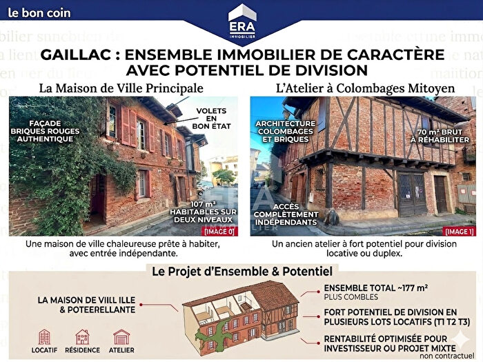 Maison à vendre - Gaillac, Centre-ville, Hom - 4 pièces - 2 chambres