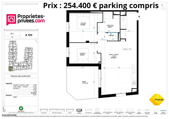 Appartement à vendre - Narbonne, Egassieral - 3 pièces - 2 chambres