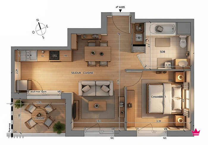 Appartement à vendre - Ugine - 2 pièces - 1 chambre