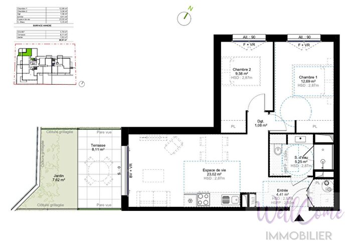 Appartement à vendre - Challes-les-Eaux - 3 pièces - 2 chambres