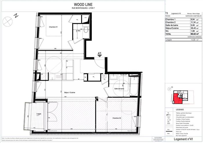 Appartement à vendre - Lyon e , Guillotière - 3 pièces - 2 chambres