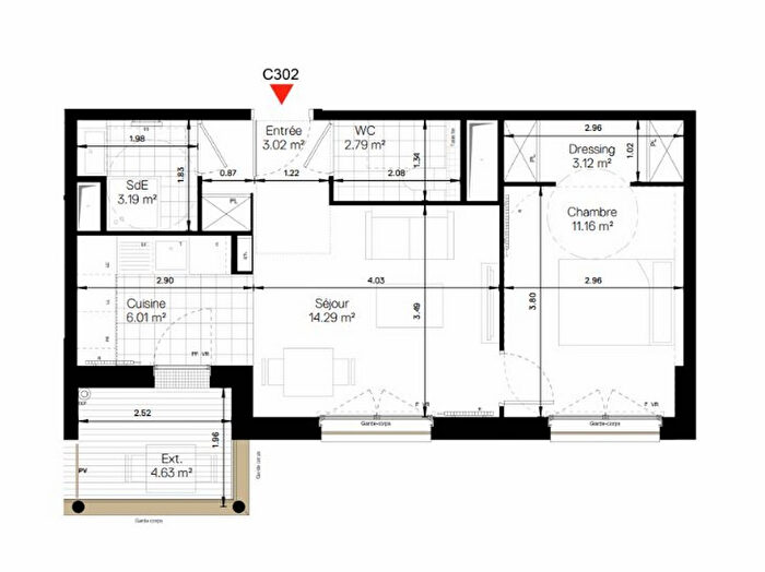 Appartement à vendre - Châtillon, Conservatoire - 2 pièces - 1 chambre