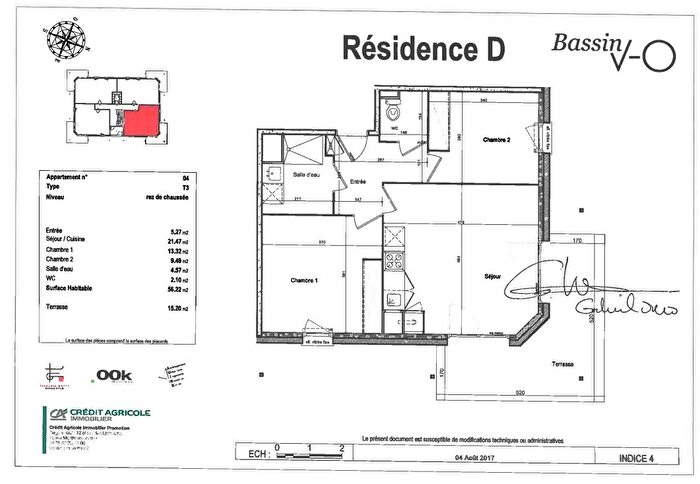 Appartement à louer - Audenge - 3 pièces - 2 chambres