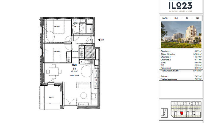 Appartement à louer - Clermont-Ferrand, Delille, Cathédrale, La Gare - 3 pièces - 2 chambres