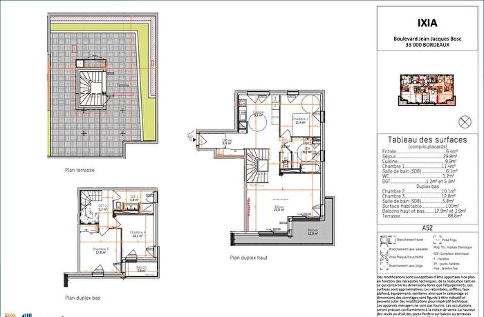 Appartement à louer - Bordeaux, Gare Saint-Jean - 4 pièces - 3 chambres