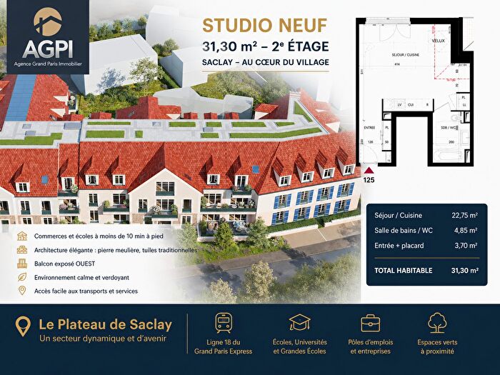 Appartement 1 pièce à Saclay, à vendre