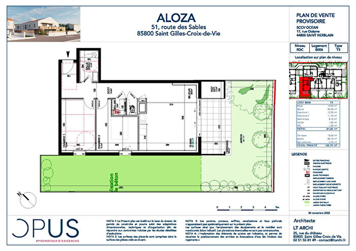 Appartement à vendre - Saint-Gilles-Croix-de-Vie - 3 pièces - 2 chambres