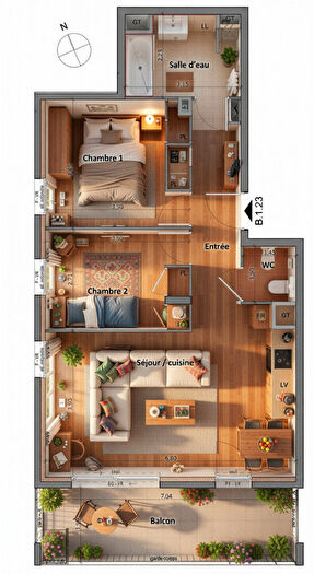 Appartement à vendre - Le Versoud - 3 pièces - 2 chambres