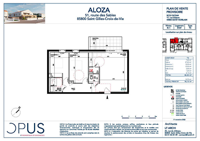 Appartement à vendre - Saint-Gilles-Croix-de-Vie - 3 pièces - 2 chambres