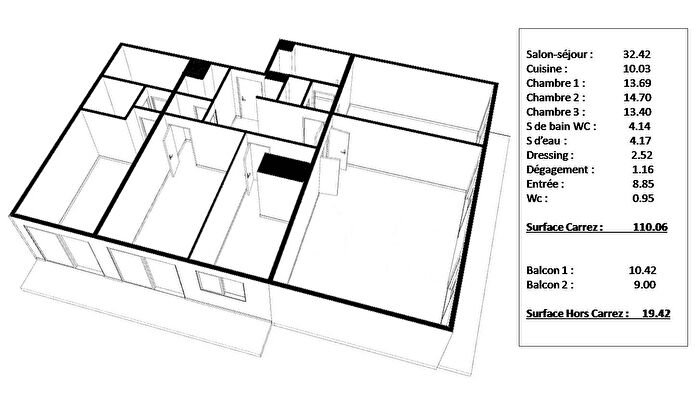 Appartement à vendre - Paris e , Léon-Blum, Folie-Regnault - 5 pièces - 3 chambres