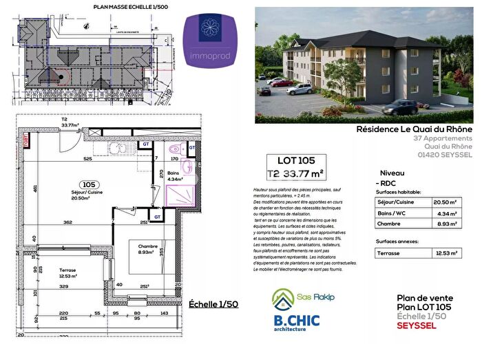 Appartement à vendre - Seyssel - 2 pièces - 1 chambre