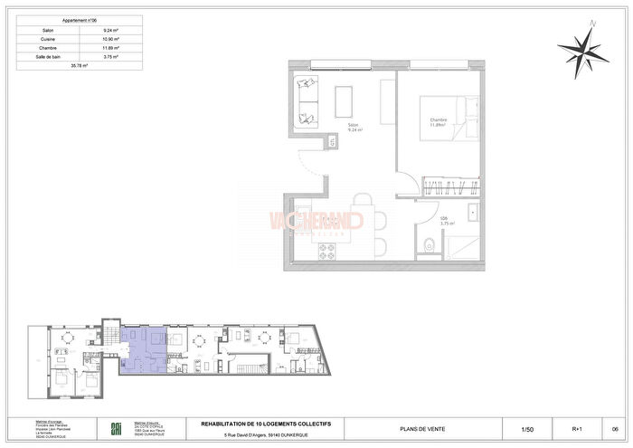 Appartement à vendre - Dunkerque - 2 pièces - 1 chambre