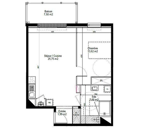 Appartement à louer - Chartres, Beaulieu - 2 pièces - 1 chambre