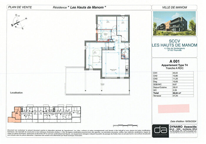 Appartement à vendre - Manom - 4 pièces - 3 chambres