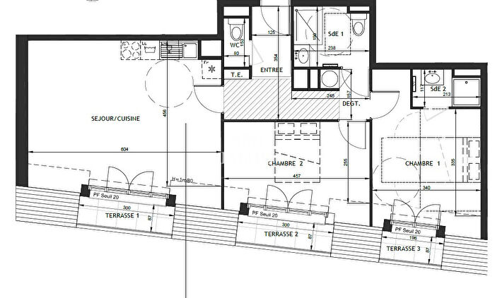 Appartement à vendre - Igny - 3 pièces - 2 chambres