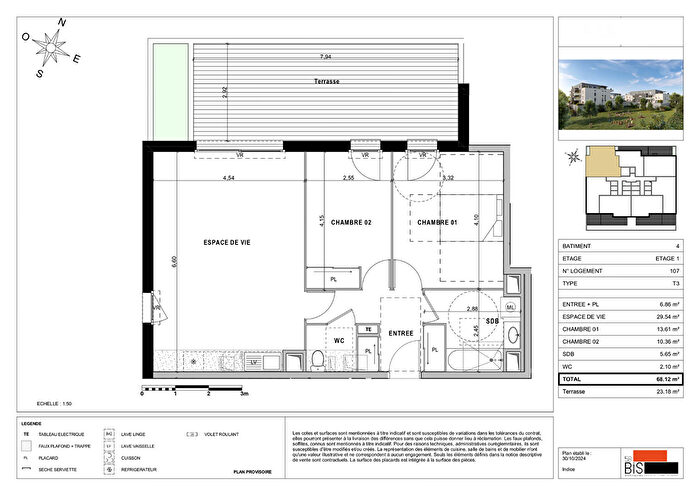 Appartement à vendre - Sciez - 3 pièces - 2 chambres