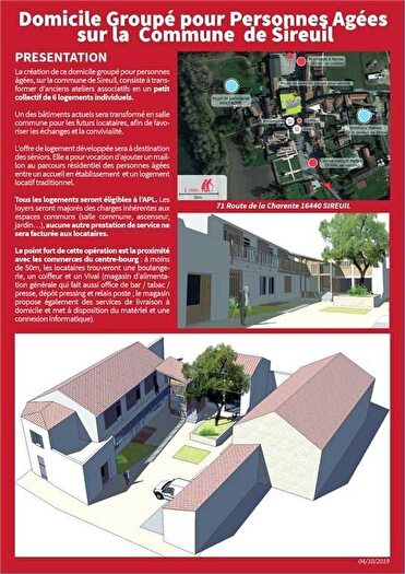 Appartement à louer - Sireuil - 2 pièces - 1 chambre