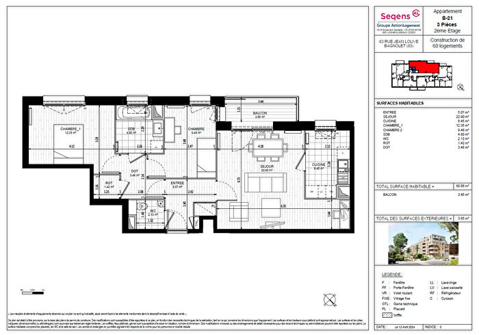 Appartement 3 pièces à louer à Bagnolet, La Noue