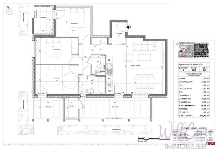 Appartement à vendre - Cran-Gevrier, Centre-ville, Le Vernay, Les Iles - 4 pièces - 3 chambres