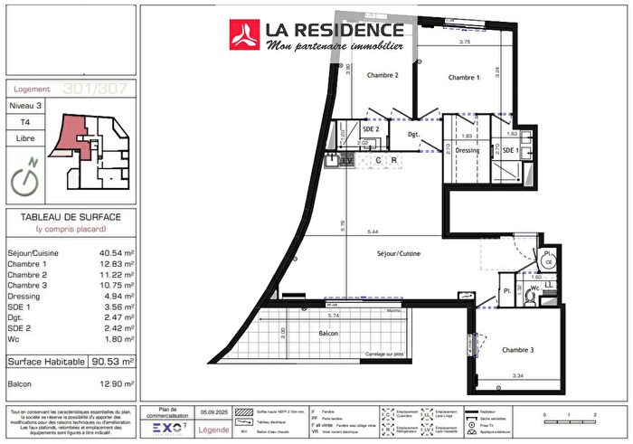 Appartement à vendre - Castelnau-le-Lez, Moutte, Sablas - 4 pièces - 3 chambres