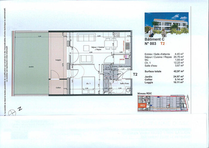 Appartement à vendre - Saujon - 2 pièces - 1 chambre