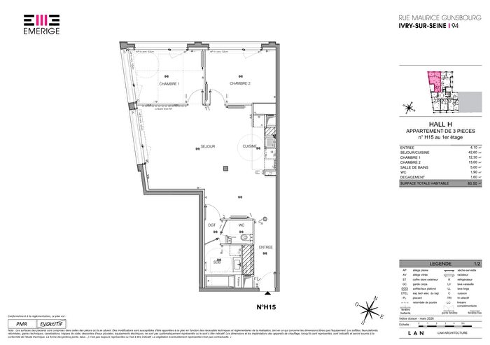 Ivry-sur-Seine, Ivry Port : Appartement 3 pièces à louer