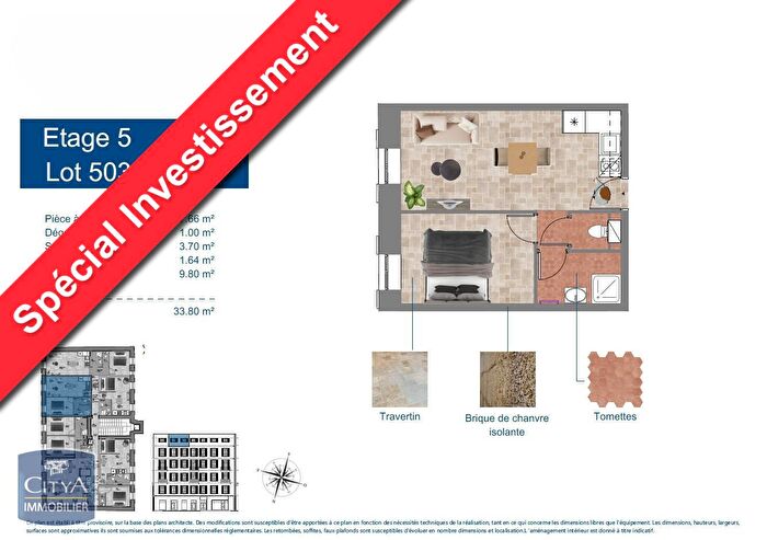 Appartement à vendre - Nice, Carabacel - 2 pièces - 1 chambre