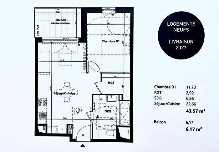 Appartement à vendre - Bourgoin-Jallieu - 2 pièces - 1 chambre
