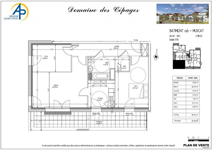 Appartement à vendre - Colmar, Saint-Vincent - 3 pièces - 2 chambres