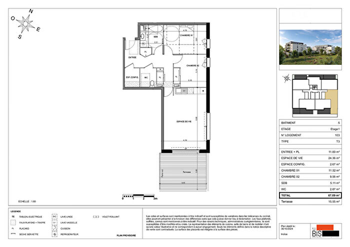 Appartement à vendre - Sciez - 3 pièces - 2 chambres