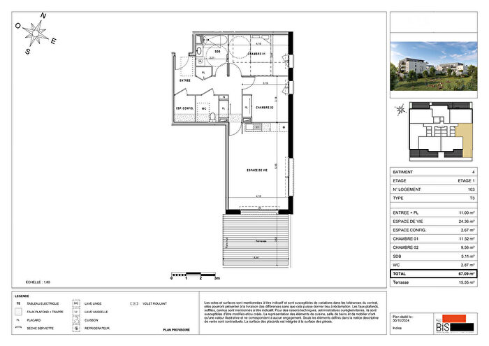 Appartement à vendre - Sciez - 3 pièces - 2 chambres