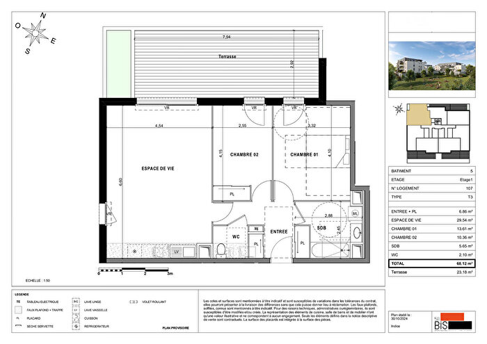 Appartement à vendre - Sciez - 3 pièces - 2 chambres
