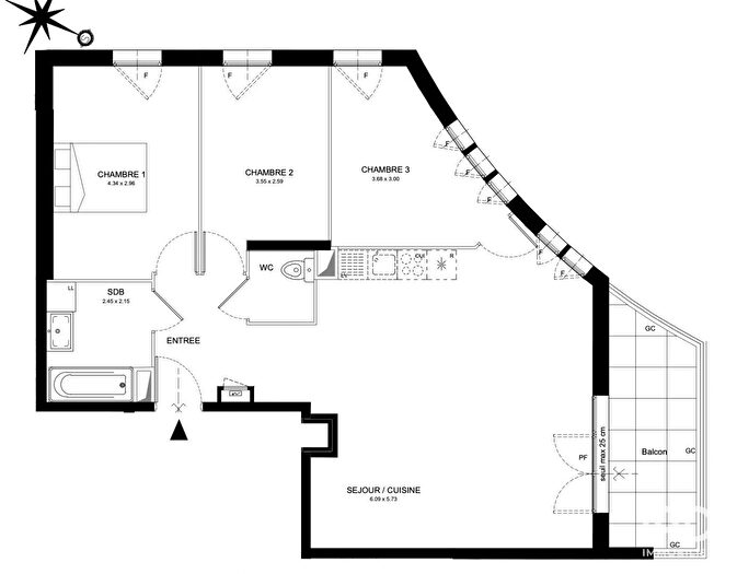 Appartement à vendre - Avrillé, Centre-ville, Ternière - 4 pièces - 3 chambres