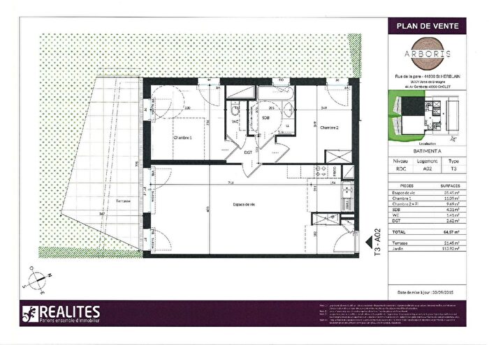 Saint-Herblain, Bourg : Appartement 3 pièces à louer