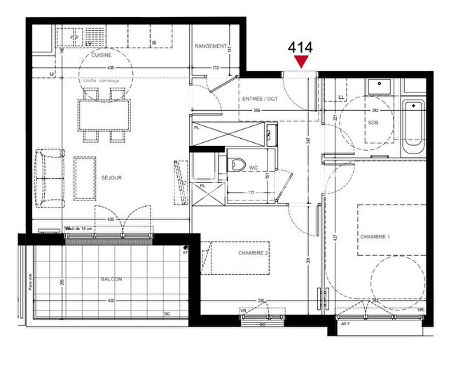 Appartement à vendre - Chatou, Ouest - 3 pièces - 2 chambres
