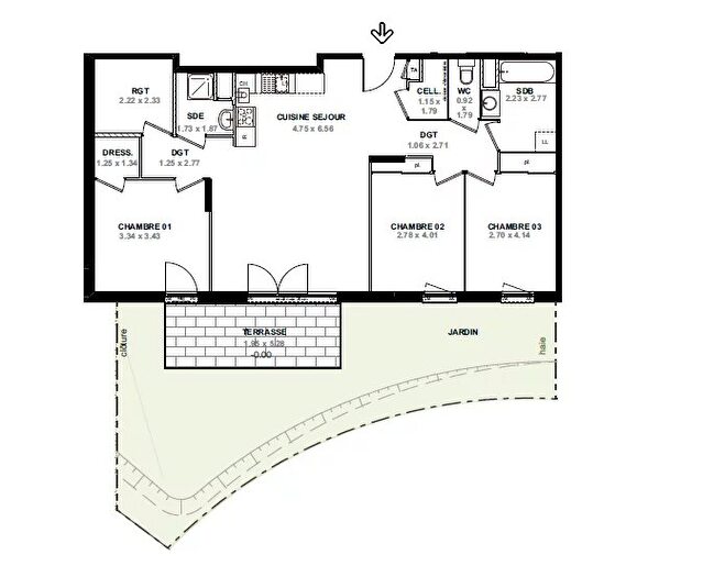 Appartement à vendre - Neydens - 4 pièces - 3 chambres