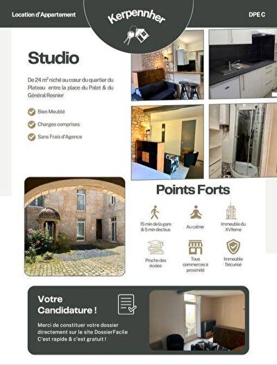 Saint Ausone-Saint Martin-Saint Gelais, Angoulême : Appartement 1 pièce à louer