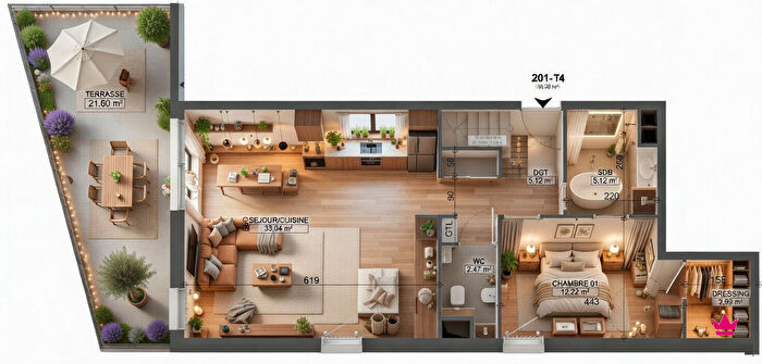 Appartement à vendre - Divonne-les-Bains - 4 pièces - 3 chambres