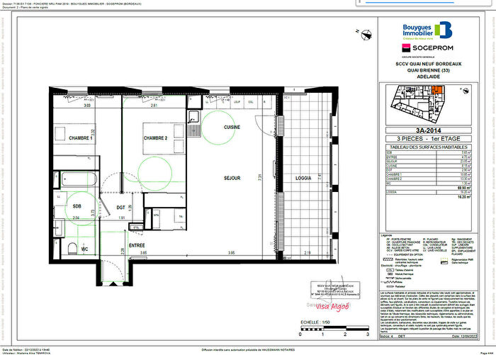 Appartement à louer - Bordeaux, Gare Saint-Jean - 3 pièces - 2 chambres
