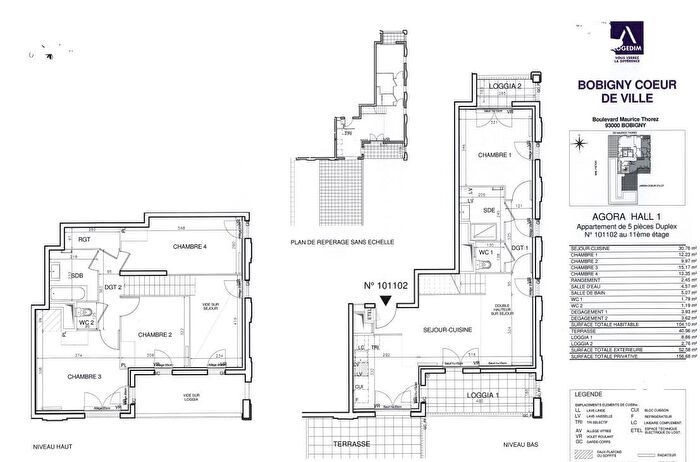 Appartement à louer - Bobigny, Centre-ville - 5 pièces - 4 chambres
