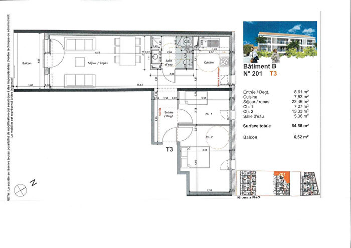 Appartement à vendre - Saujon - 3 pièces - 2 chambres