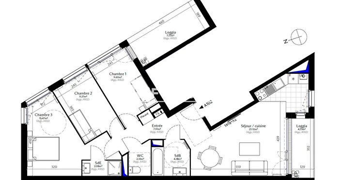 Appartement à vendre - Épinay-sur-Seine, Les Béatus, Les Mobiles, La Briche, Bluementhal - 4 pièces