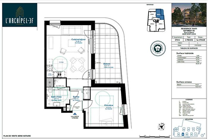 Appartement à vendre - Saint-Louis, Centre-ville - 2 pièces - 1 chambre