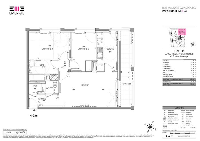 Appartement 3 pièces à louer à Ivry-sur-Seine, Ivry Port